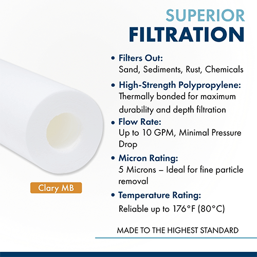 ClaryMB Melt Blown Sediment Filter Polypropylene 5 Micron 10 x 2½ – Field Controls